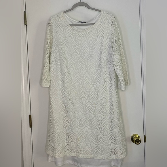 Sharagano | Dresses | Sharagano Woman Plus Size 2w White Crochet Dress ...